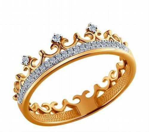 Кольцо "Корона" из красного золота с бриллиантами