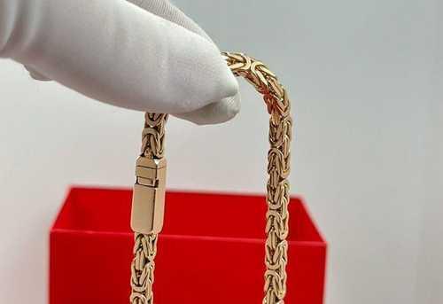 Золотой браслет плетение лисий хвост