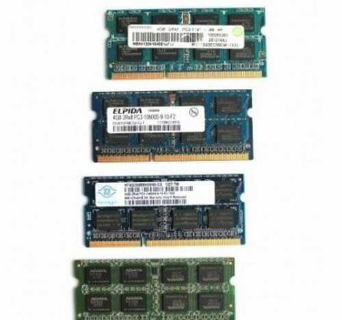 Оперативная память sodimm DDR3 4Gb, PC3-10600S/133