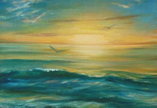 Картина маслом на холсте "Море" пейзаж
