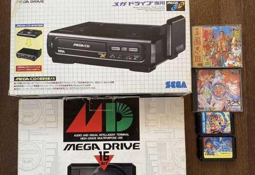Лот приставки Sega Mega Cd 1, Sega Mega Drive 1
