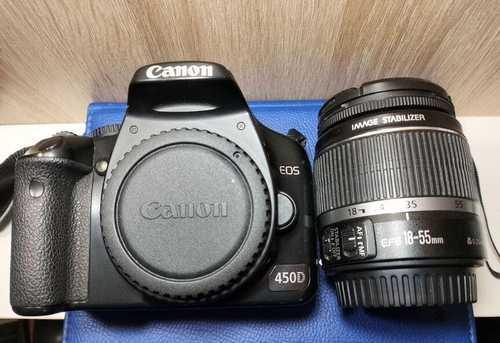 Зеркальный фотоаппарат Canon 450 d kit 18-55 IS