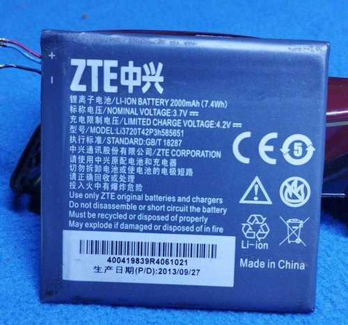 ZTE Li3720T42P3h585651. Аккумулятор. Оригинал