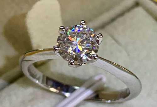 Кольцо с муассанитом бриллиантом 6,5мм-1ct Tiffany