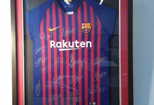 Футболка с автографами команды Барселона Barcelona