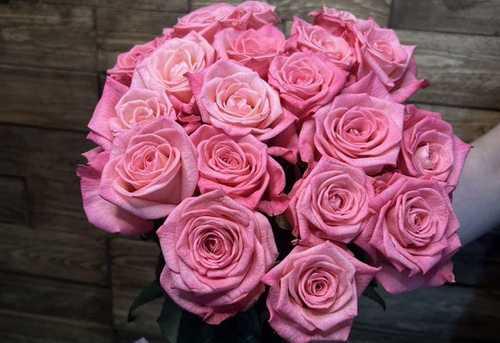 Розовые розы с доставкой цветы букеты от 15 шт