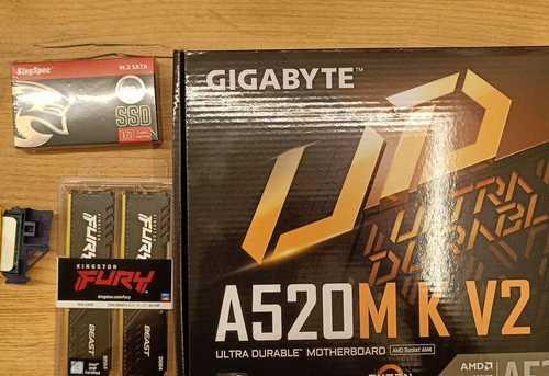 Ryzen 5 5500 комплект, a520, 16gb, ssd m2 256gb