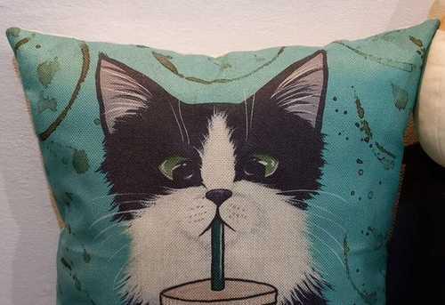 Чехол для подушки с котом