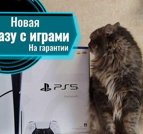 Новая Ps5 slim  60 игр, с дисководом