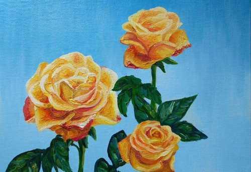 Картина маслом на холсте Жёлтые розы