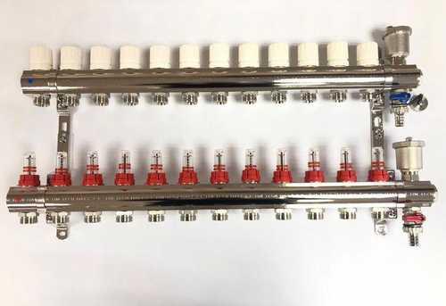 Коллекторная группа с расходомерами 1", 12 хода, л