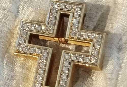 Подвеска крест золото, бриллианты