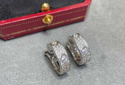 Серьги Cartier love, бриллиантовое паве
