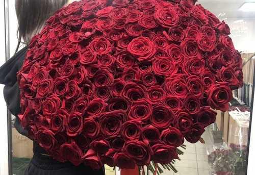 Розы 70 см красные в букете, доставка по городу