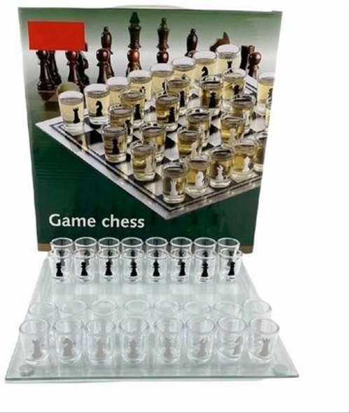 Алкогольные шахматы со стопками, 32 рюмки, поле 33