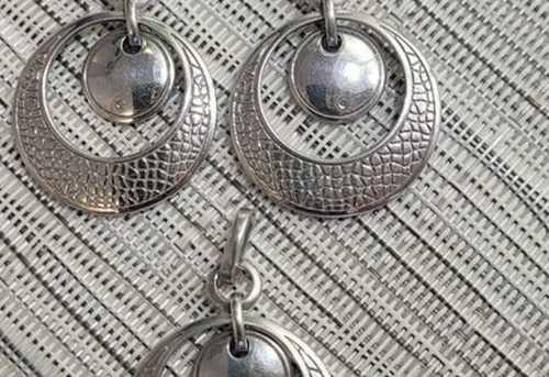 Комплект серьги, кольцо, подвеска (серебро)