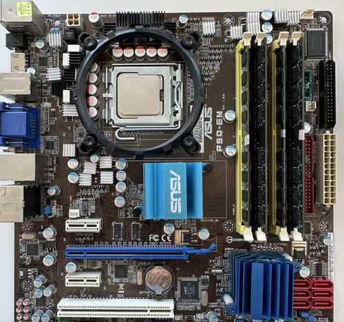 Материнская плата LGA775 + Xeon E5450 + память 8Гб