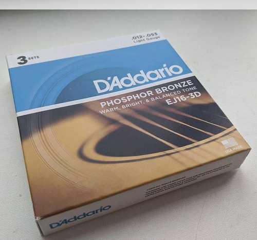 Струны для акустической гитары D addario EJ16 -3D