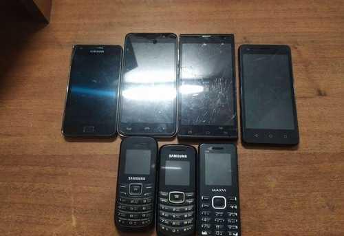 Сломанные телефоны комплектом (7 штук)