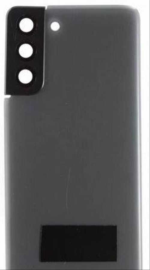 Задняя крышка для Samsung S21 Черная со стеклом ка