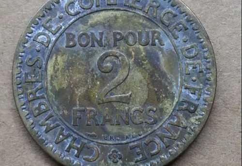 Франция 2 франка 1922 год