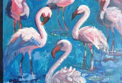 Картина в раме Розовый фламинго