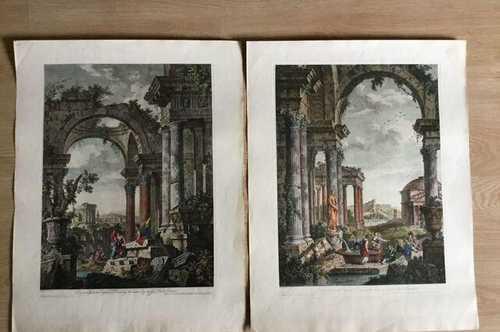 Paolo Pannini гравюры антикварные «Виды Рима»