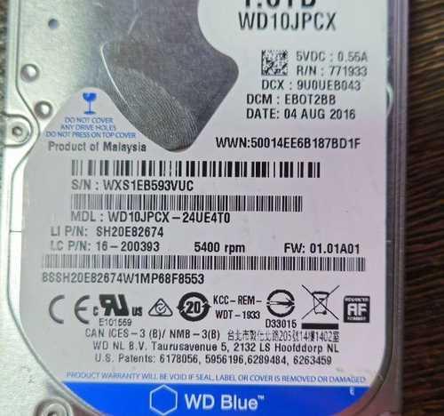 Жесткий диск для ноутбука WD10jpcx 1 Тб