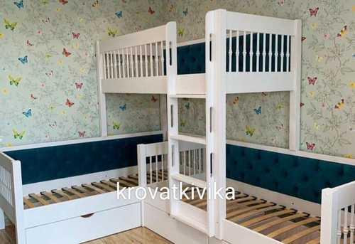 Кровать двухъярусная для 3 детей