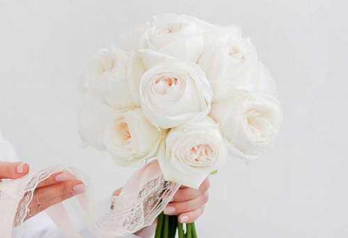 Букет невесты из пионовидных роз white ohara