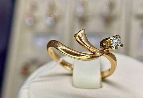 Золотое кольцо 585 пробы бриллиант (бдж)