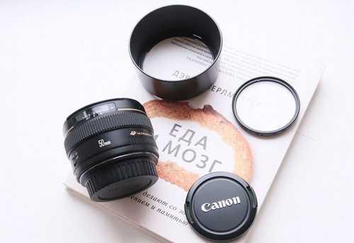 Объектив Canon EF 50mm f1.4 USM +фильтр/бленда