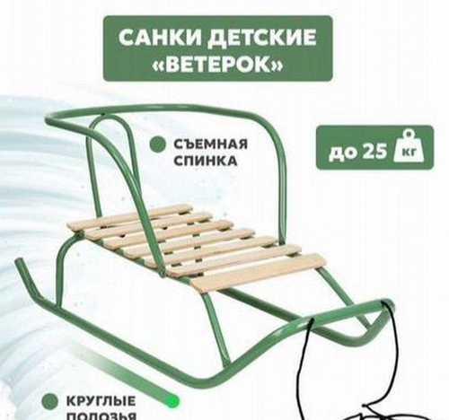 Новые санки детские nika kids ветерок со спинкой