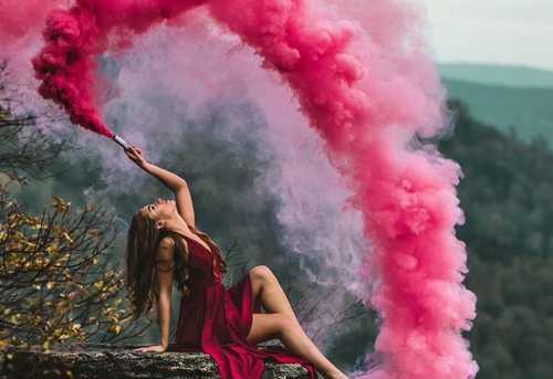 Розовый Цветной дым дымовая шашка ручная