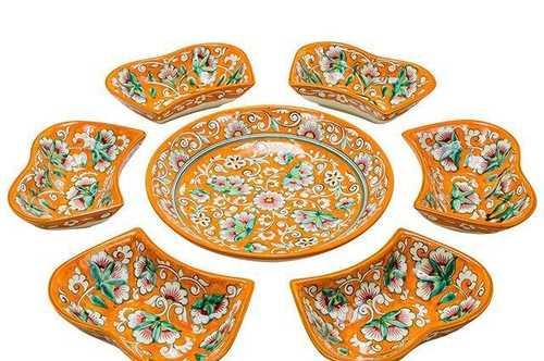 Набор салатников Риштанская керамика оранжевый