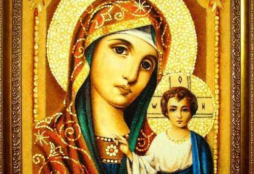 Икона из натурального янтаря - Богородица Казанска
