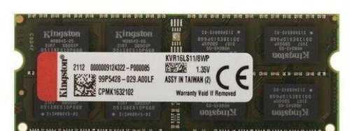 Память SO-dimm DDR-III 8Gb Kingston KVR16LS11/8WP