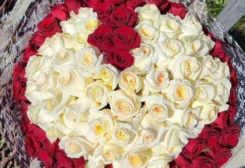 Букет сердце из роз, 101 роза сердце