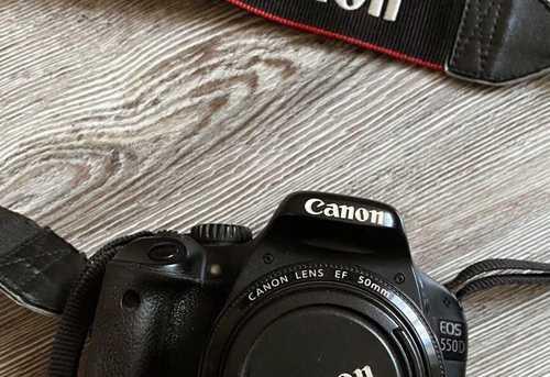 Зеркальный фотоаппарат Canon 550d + canon 50mm 1.8