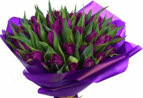 Букет из 51 тюльпана «Фиолетовая вода»