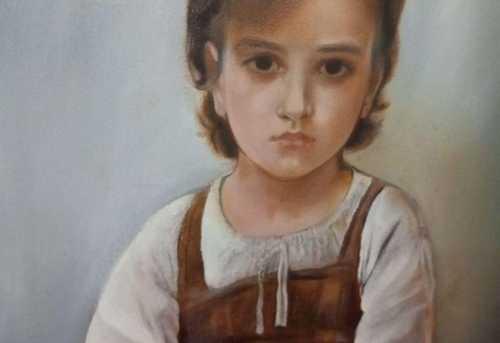 Старинный портрет девочки/ картина маслом