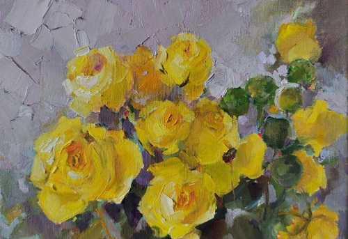 Картина маслом "Жёлтые Розы"