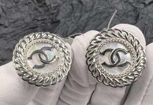 Серьги chanel с перламутром серебро 925 пробы