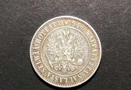 Монета 1 марка 1892 серебро Русская Финляндия