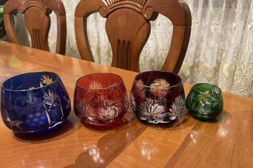Бокалы вазы вазочки Креманки цветной хрусталь