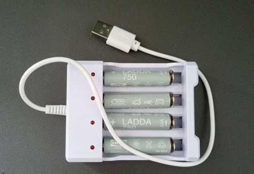 Аккумуляторы ladda AAA с зарядным устройством usb