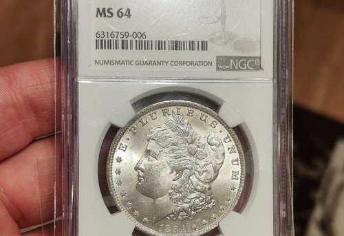 Доллар Моргана 1884 NGC MS64