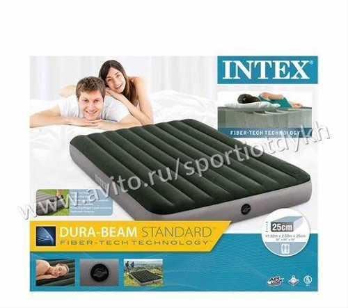 Надувная кровать матрас Intex с ножным насосом
