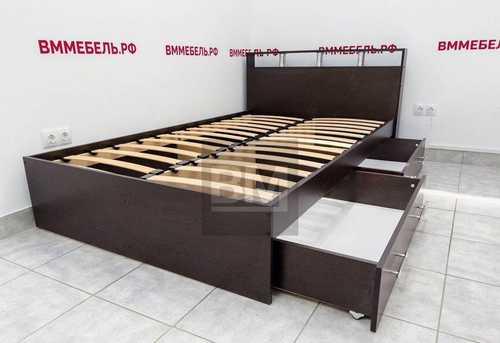 Кровать полуторка с ящиками венге
