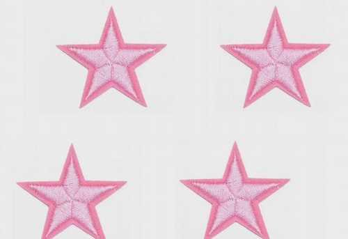 Нашивки на одежду звезды розовые термонашивки 4шт